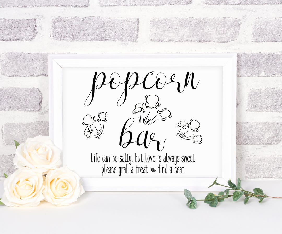 Popcorn Bar Sign | Popcorn Sign | Wedding Signage | Wedding Sign ...