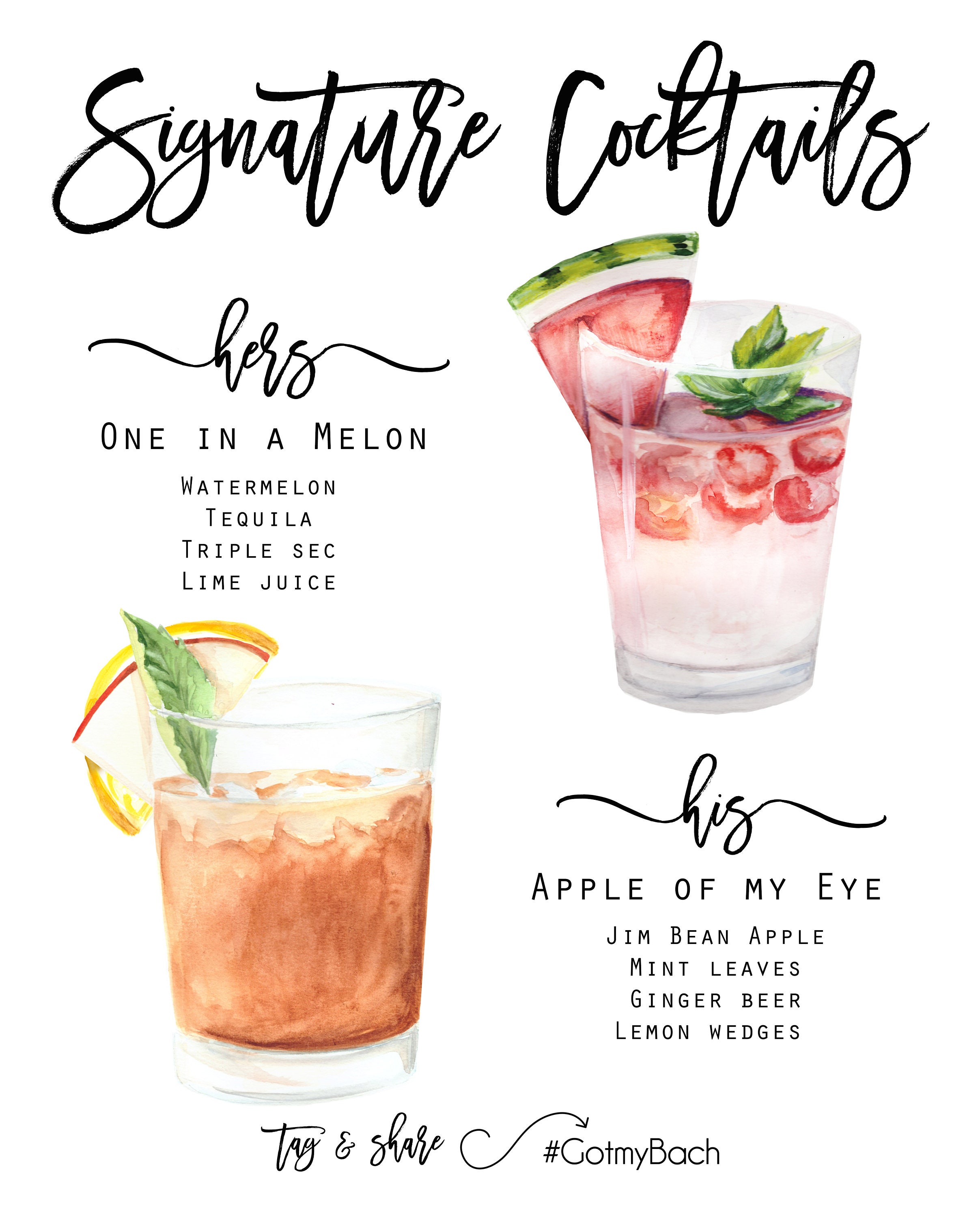 Signature Cocktail Sign 2 Custom Drinks - Etsy