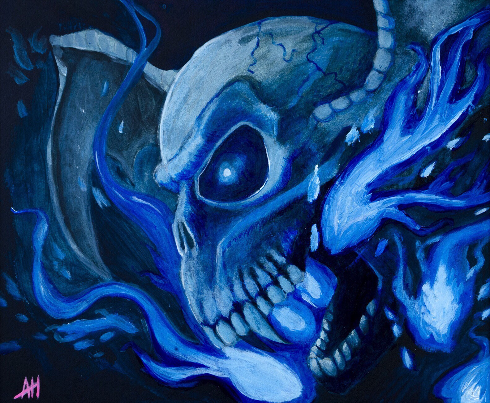 Blue Ghost Rider Skull Wallpaper