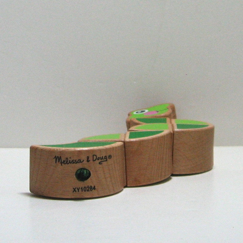 Vintage Early 2000s Melissa & Doug Wood twisty Segmented Smiling Snake ...
