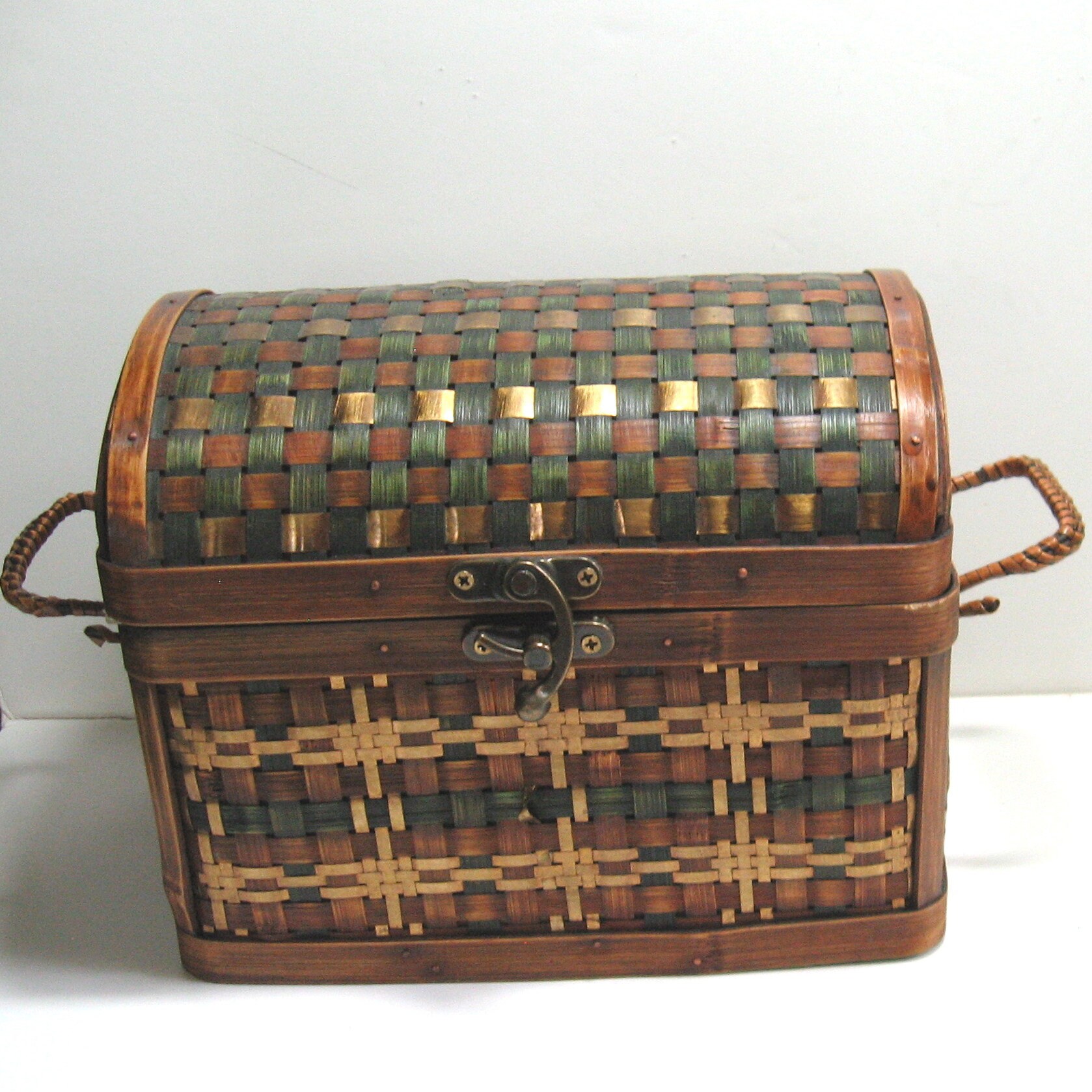 Vintage 1990s Treasure Chest Shaped Box Wicker and Wood - Etsy
