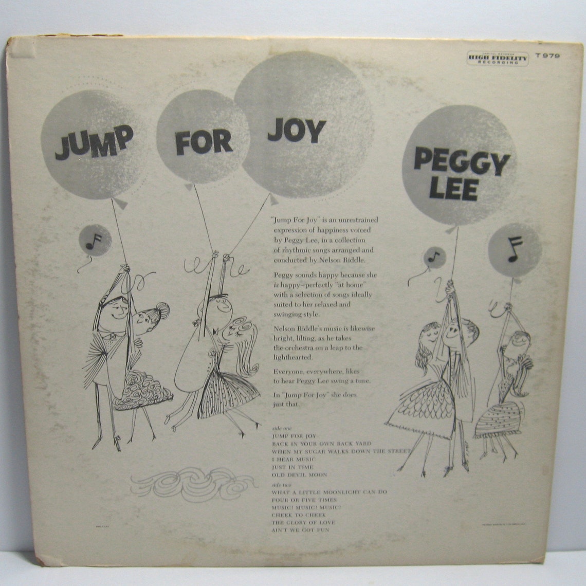 Vintage 1959 jump for Joy Vinyl Album by Peggy Lee, T979 Hi Fidelity, With Nelson Riddle's Music ...