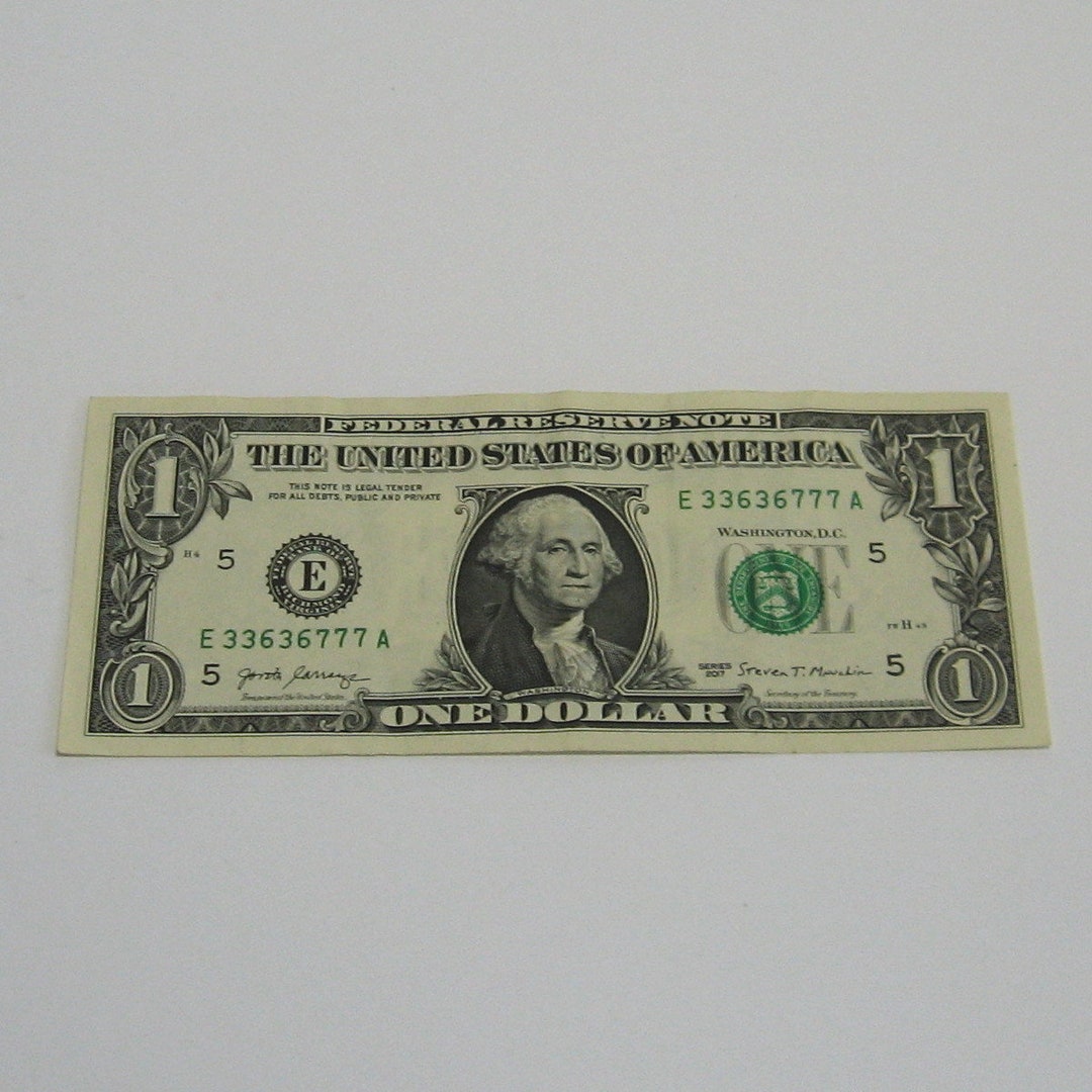2017 Fancy Serial Number One Dollar Bill, Two Sets of Tripple Digits ...