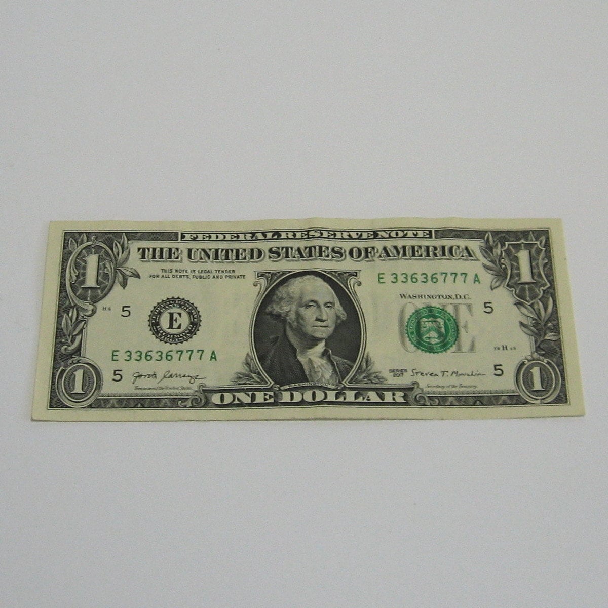 2017 Fancy Serial Number One Dollar Bill, Two Sets of Tripple Digits ...