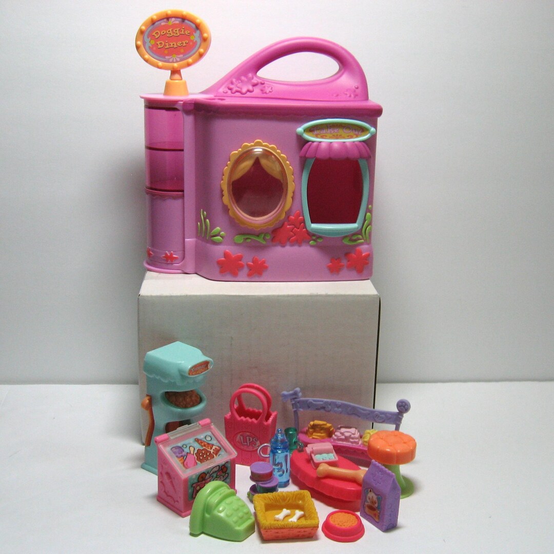 Vintage 2004 LPS Littlest Pet Shop Doggie Diner Playset, Fold Out Diner ...