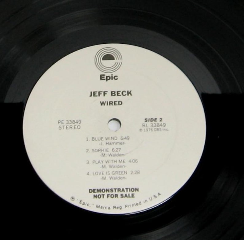 Vintage 1976 "jeff Beck Wired" Vinyl Album, Rare Promotional Recording ...