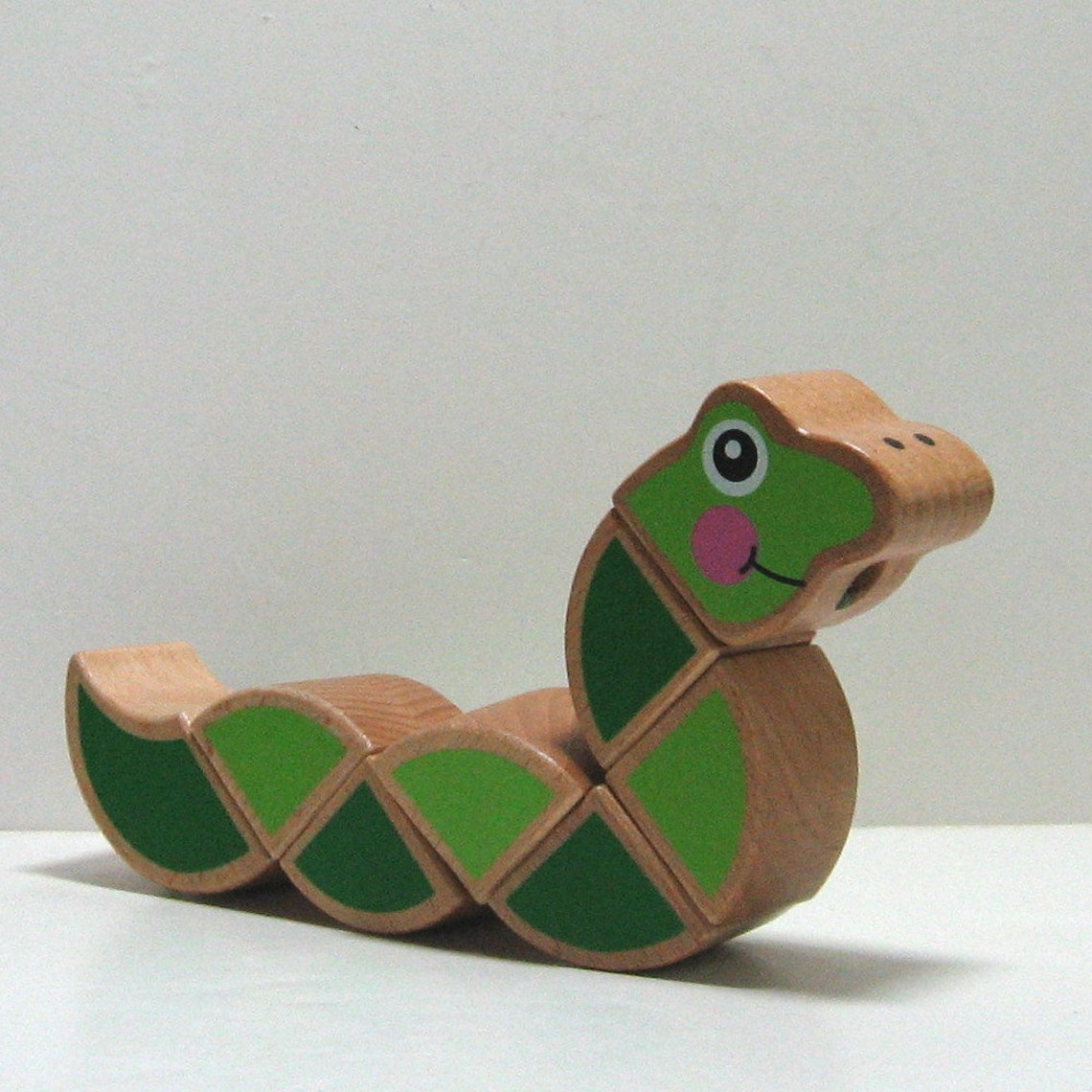 Vintage Early 2000s Melissa & Doug Wood twisty Segmented Smiling Snake ...