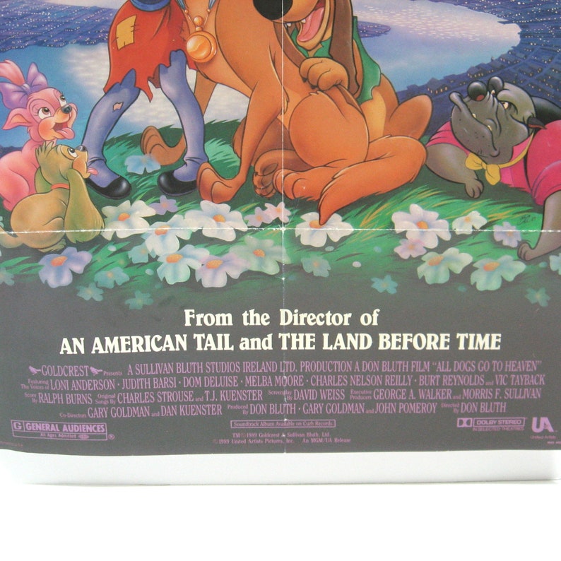 Vintage 1989 "all Dogs Go to Heaven" Poster, 13" X 20", a Don Bluth Film From United Artists - Etsy