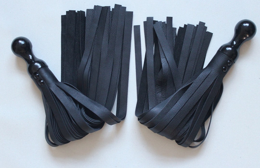 Pair of Black Poi Floggers Whip in a Range of Types of Leather and ...