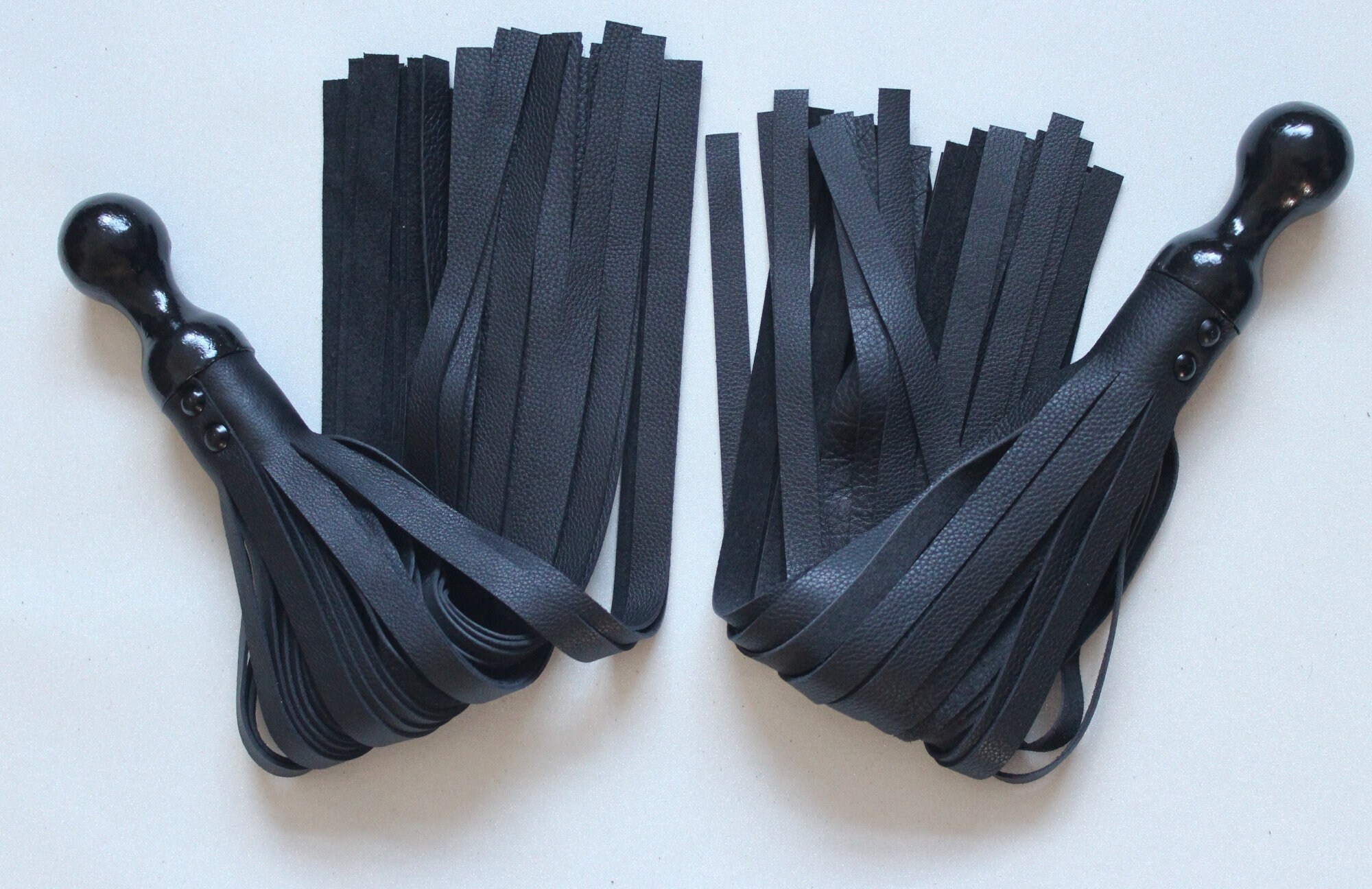 Pair of Black Poi Floggers Whip in a Range of Types of Leather and ...