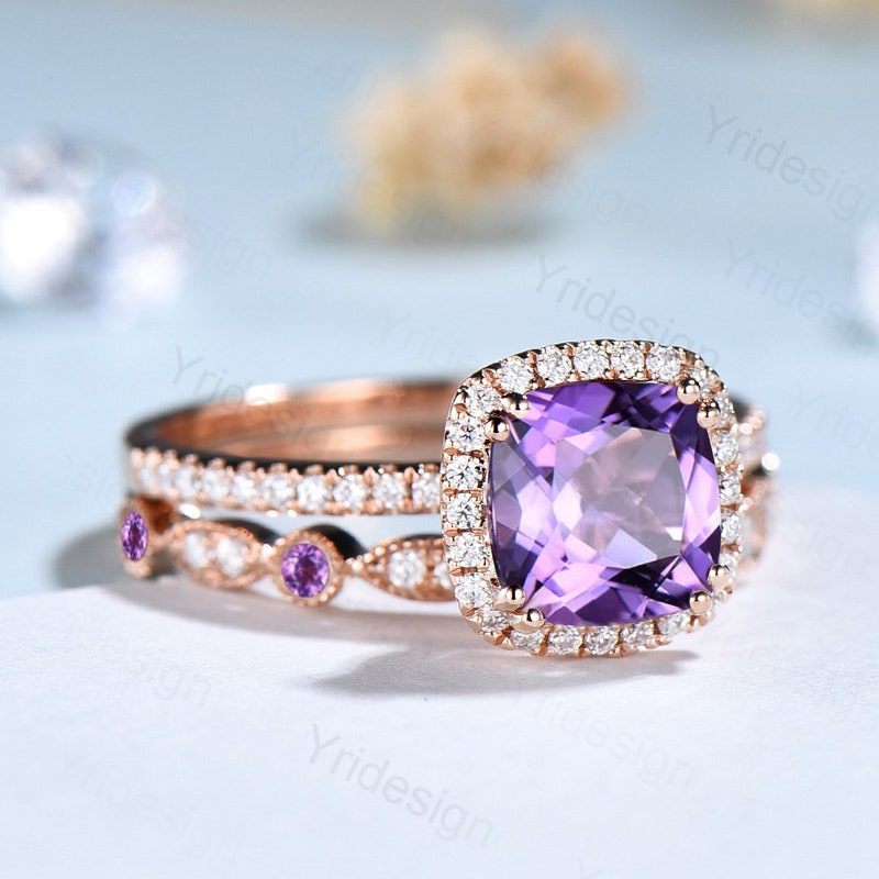 Amethyst Engagement Ring - Etsy