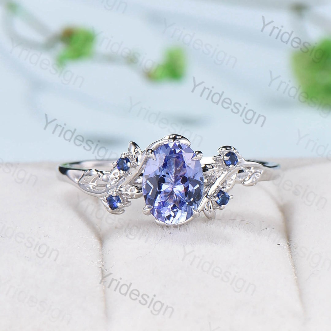 Blue Tanzanite Twig Ring: Vintage Leaf, Nature Inspired, Handmade - Etsy