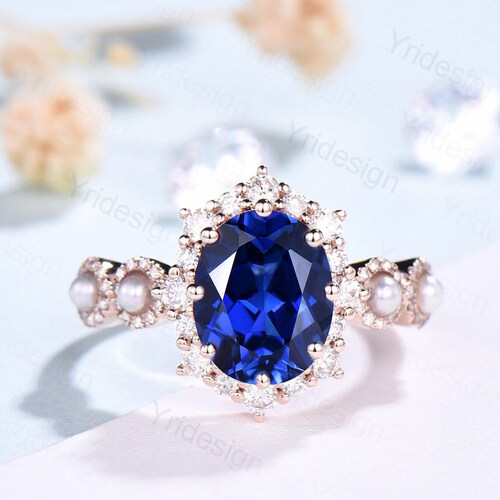 Pear Shaped Sapphire Engagement Ring Set Infinity Lab Sapphire | Etsy