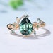 Elegant Pear Green Sapphire Ring Nature Inspired Teal Sapphire ...