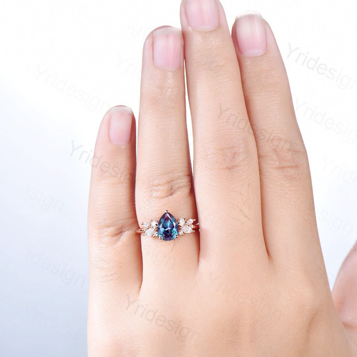 Vintage Tear Drop Alexandrite Ring Pear Shaped Engagement - Etsy