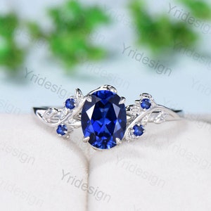 Elegant Pear Shaped Sapphire Ring Vintage Unique Twig Engagement Ring ...