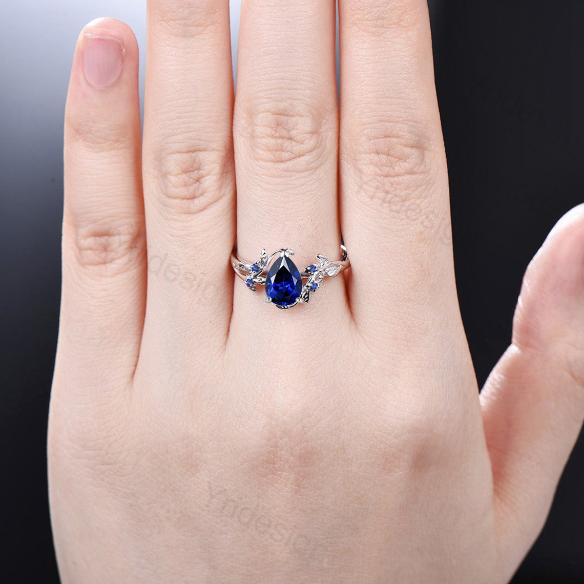 Elegant Pear Shaped Sapphire Ring Vintage Unique Twig - Etsy