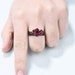 Nature Inspired Leaf Ruby Ring Set Black Gold Branch Twig Lab Ruby ...