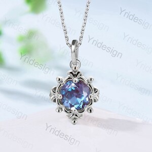 Unique Alexandrite Pendant Necklace Magic Crescent Moon Round ...