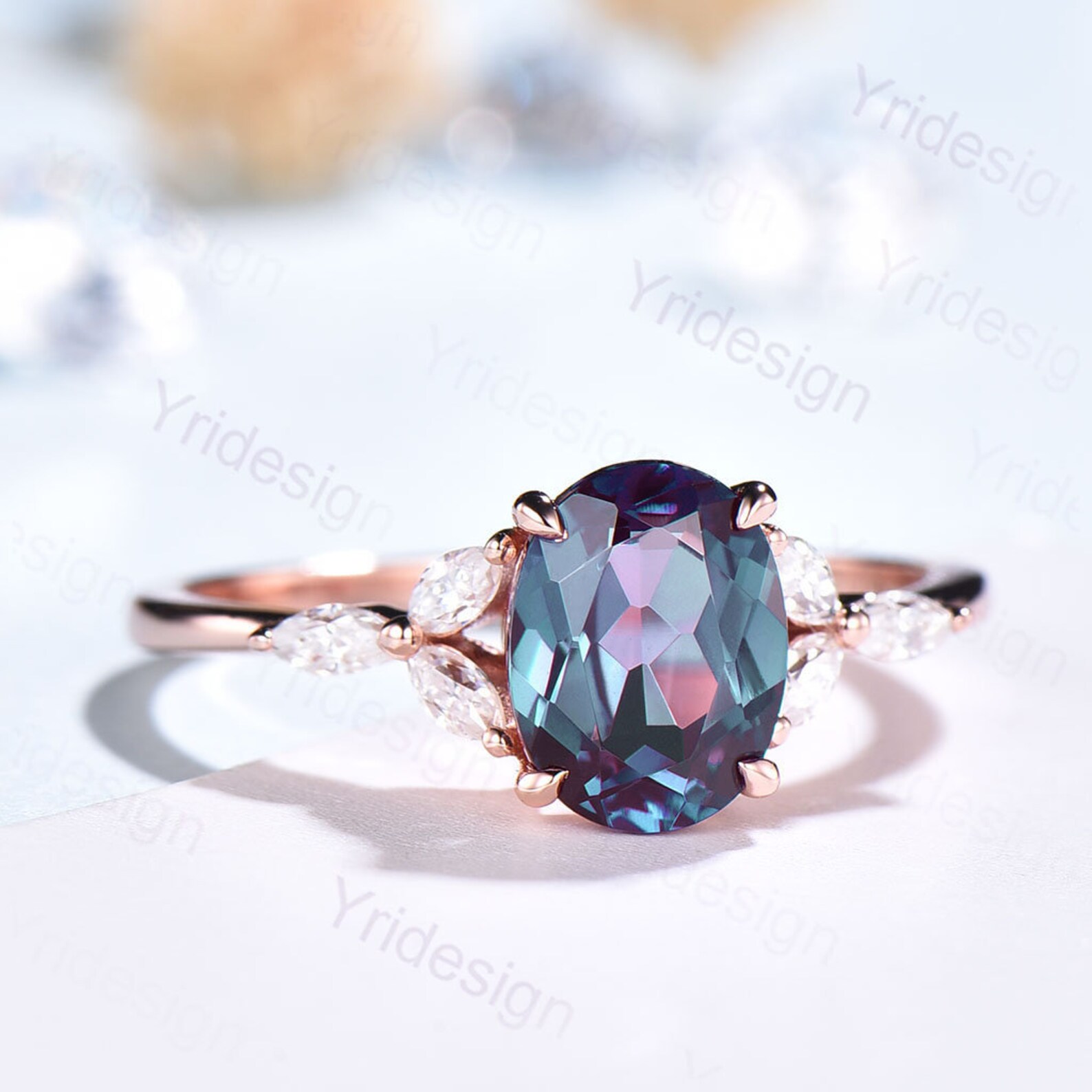 Vintage Oval Cut Alexandrite Ring Silver Vintage Alexandrite | Etsy