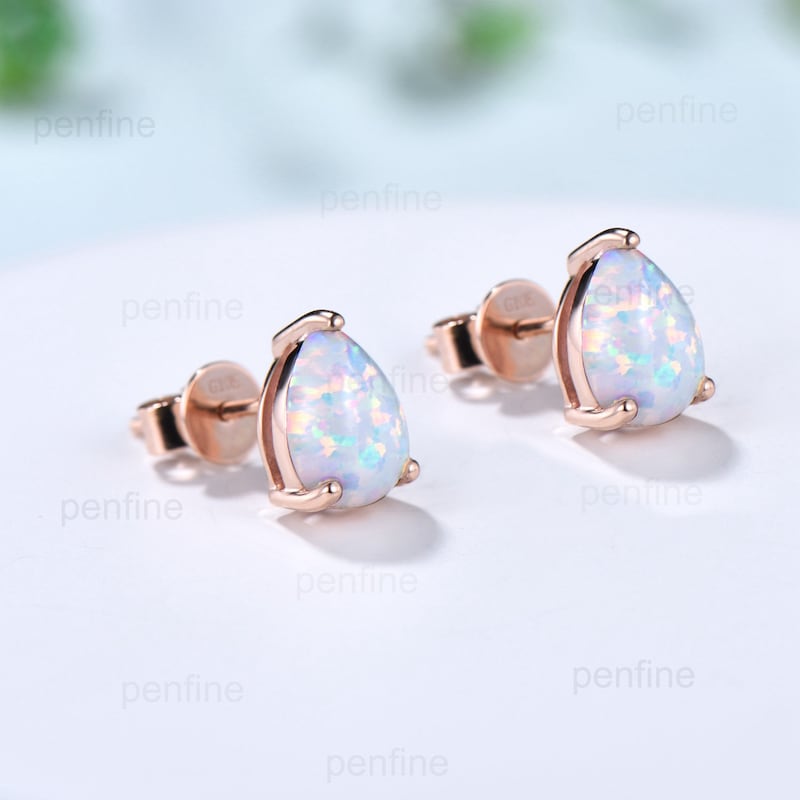 Rose Gold Opal Earrings - Etsy