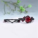 Nature Inspired Leaf Ruby Ring Set Black Gold Branch Twig Lab Ruby ...