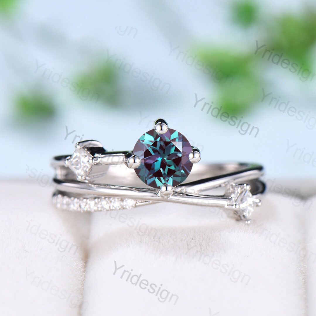 5mm Vintage Alexandrite Engagement Ring Twisted Infinity Gold - Etsy