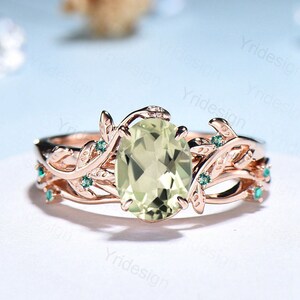 Nature Inspired Green Amethyst Ring Set Cluster Emerald Green Crystal ...