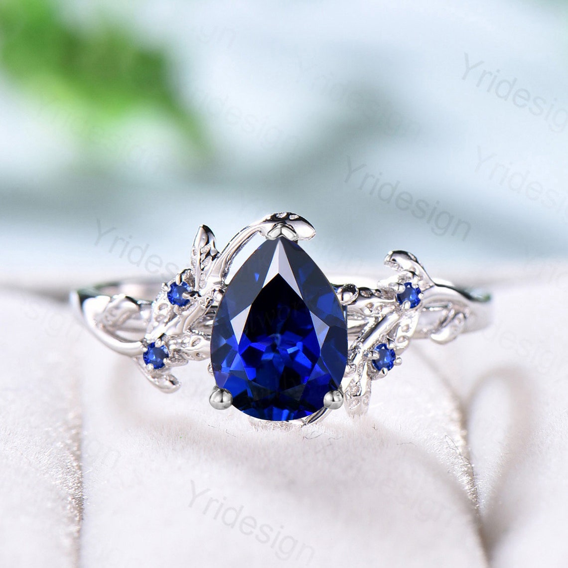 Elegant Pear Shaped Sapphire Ring Vintage Unique Twig - Etsy