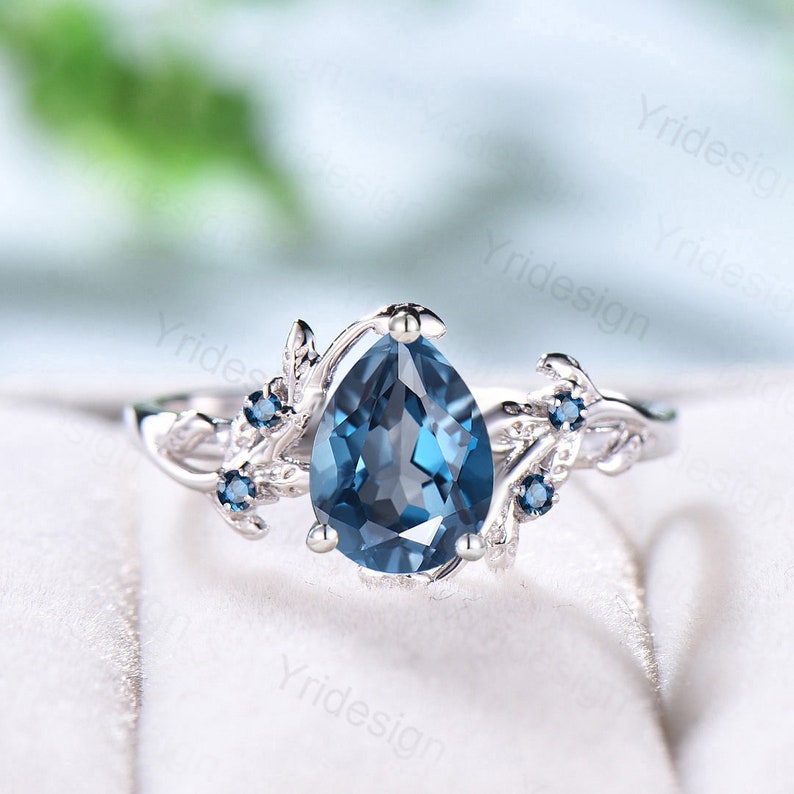 Elegant London Blue Topaz Ring Vintage Unique Twig Engagement - Etsy