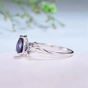 Elegant Pear Shaped Purple Sapphire Ring Vintage Unique Twig Engagement ...