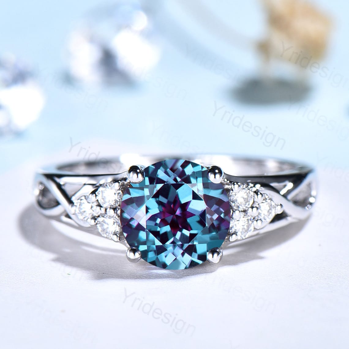 Vintage Alexandrite Engagement Ring White Gold Solid 14K/18K | Etsy