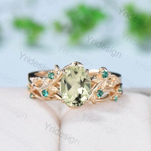 Nature Inspired Green Amethyst Ring Set Cluster Emerald Green Crystal ...