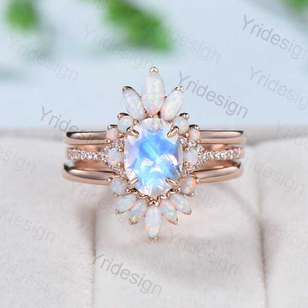 Moonstone Wedding Set - Etsy