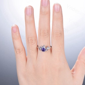 Elegant Pear Shaped Purple Sapphire Ring Vintage Unique Twig Engagement ...