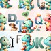 Cute Dino Alphabet Clipart | Watercolor Clipart | Nursery Decor | Cute ...