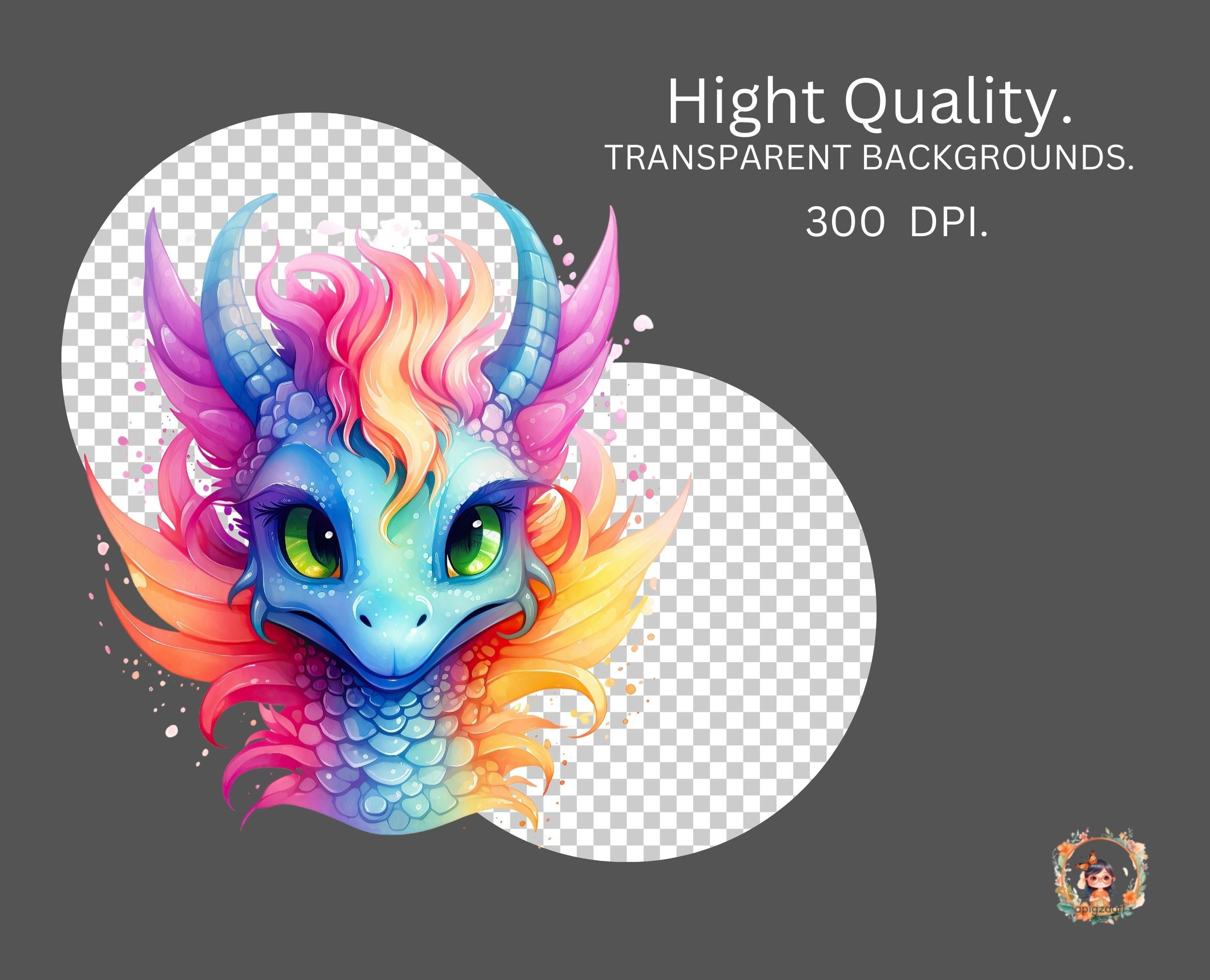 Rainbow Dragon Clipart | Watercolor Illustrations | Rainbow Dragon ...