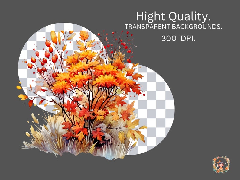 Autumn Flower Watercolor Clipart Bundle , Autumn Leaves PNG Format ...