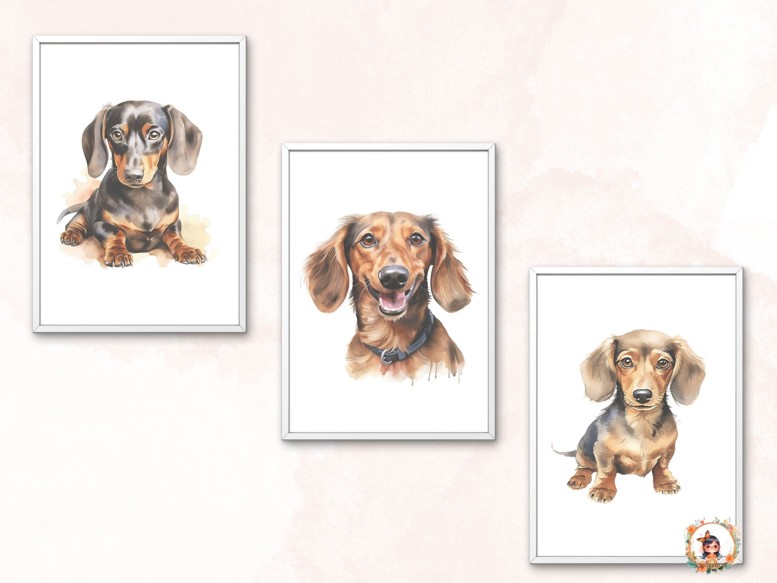 Dachshund Dog Watercolor Clipart Puppy Cute Dog Cute - Etsy