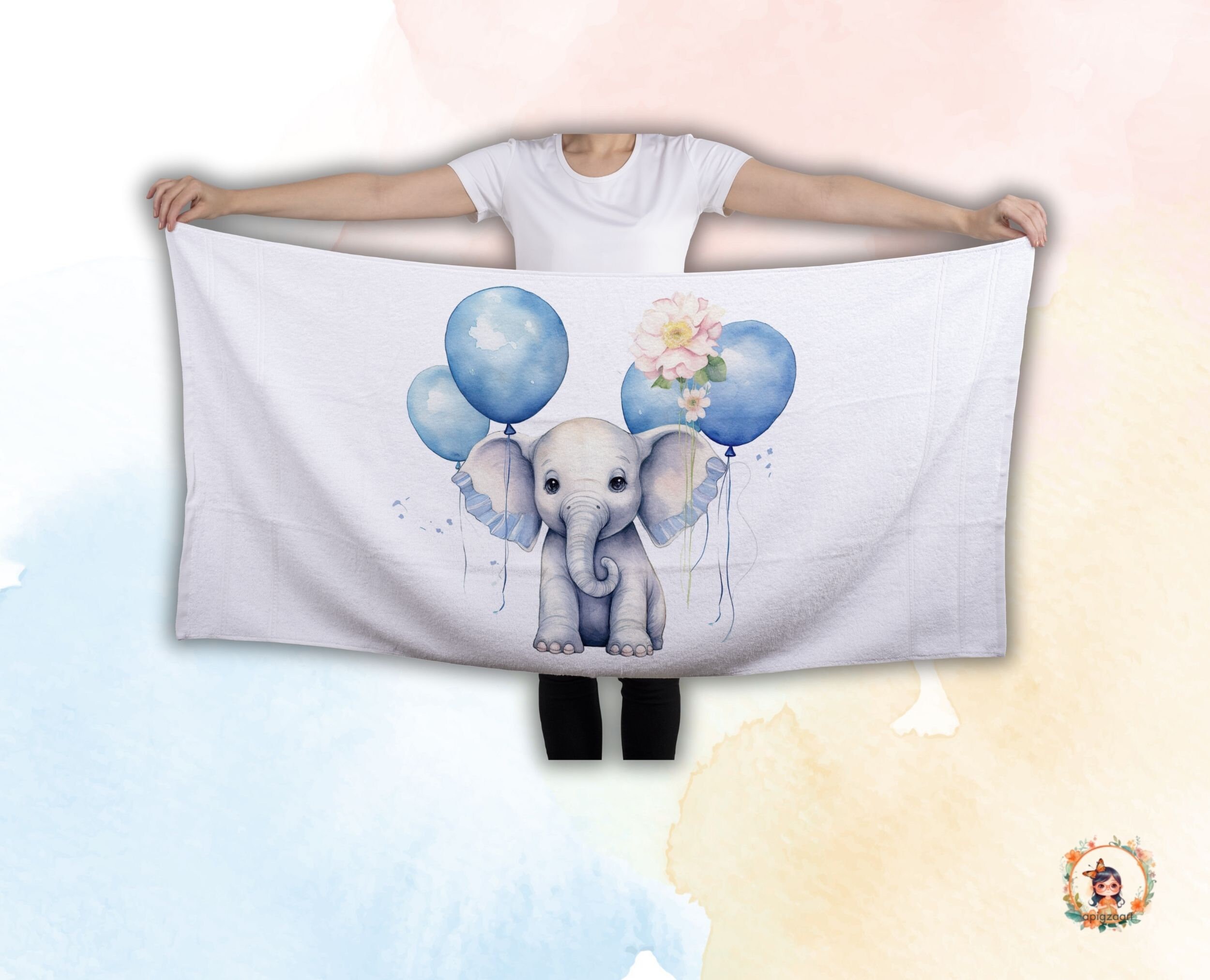 Baby Elephant Clipart Nursery Wall Art Watercolor Illustrations ...