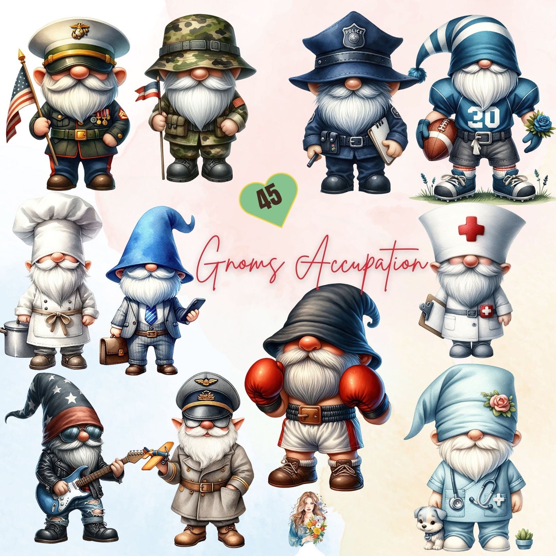 Gnome Occupation Clipart | Watercolor Clip Art | Job Clipart |gnomes in ...
