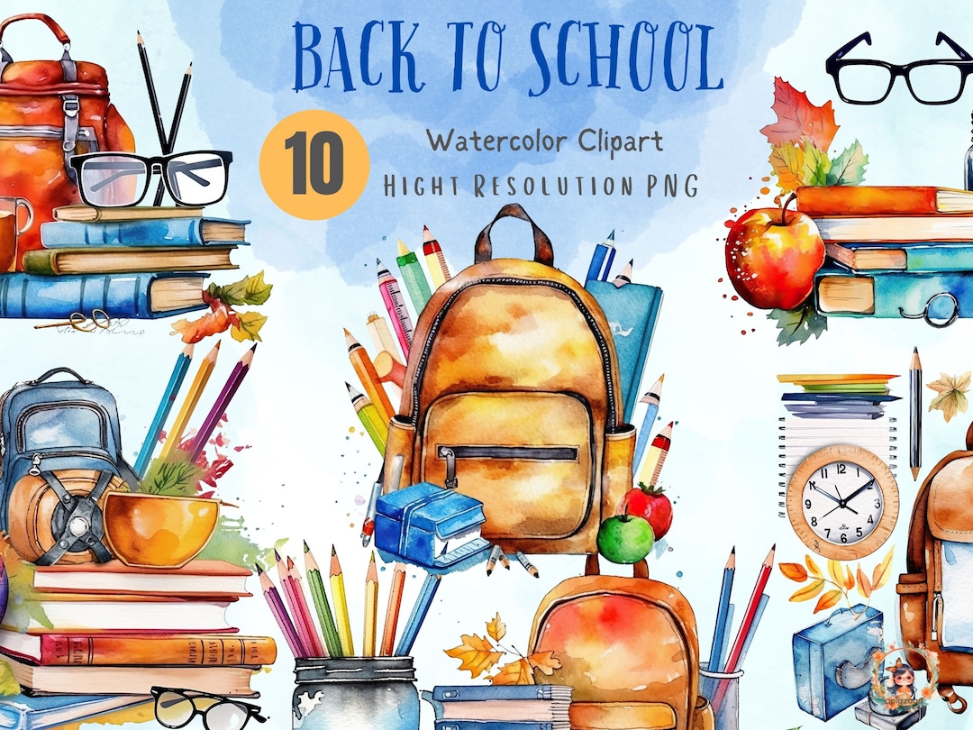 Watercolor School Supplies , Back to School , School Supply , Cute ...