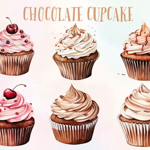 Chocolate Cupcake Watercolor Clipart | Baking Cupcake | Bakery Art ...