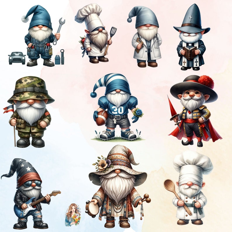 Gnome Occupation Clipart | Watercolor Clip Art | Job Clipart |gnomes in ...