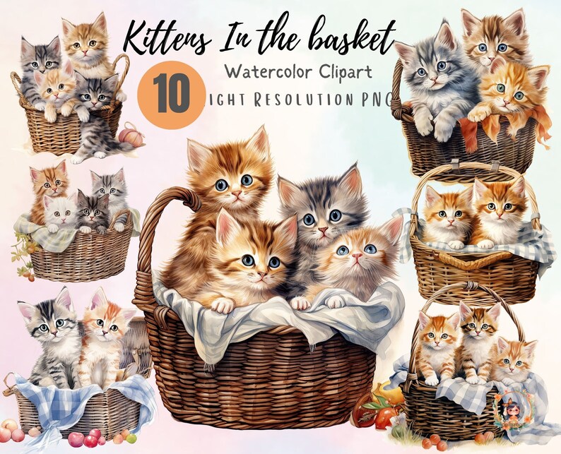 Kittens in Basket Clipart Cute Cat Clipart Bunddle Kawaii Cute Cat ...