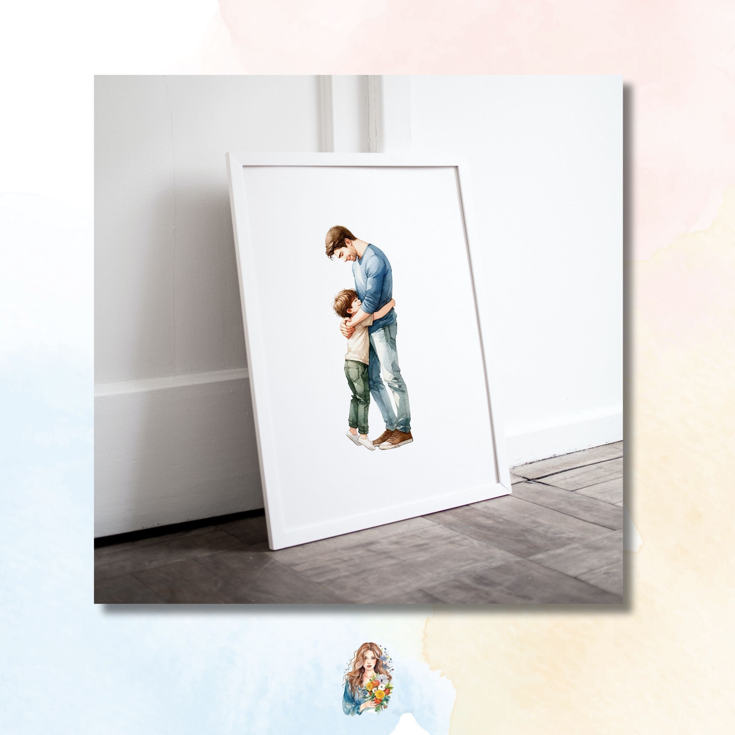 Father's Day Clipart Watercolor Png Father and Child Clipart Father's ...