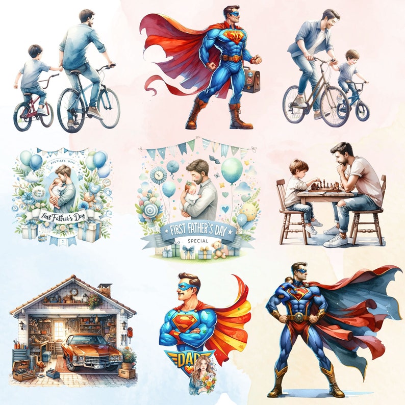 Father's Day Clipart | Watercolor Png | Father and Child Clipart ...