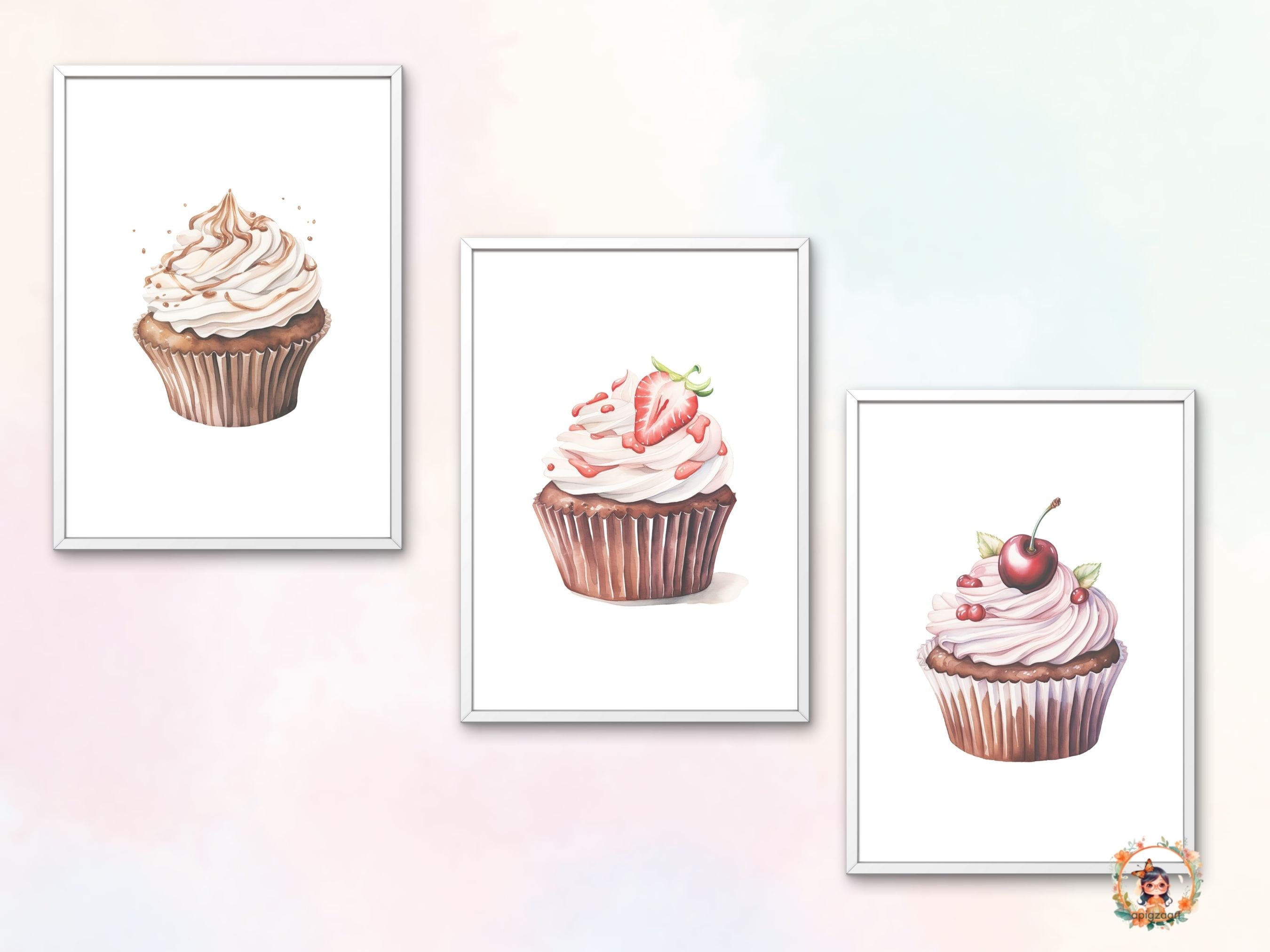 Chocolate Cupcake Watercolor Clipart | Baking Cupcake | Bakery Art ...