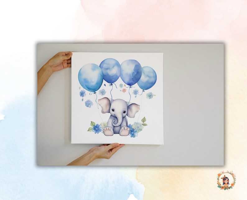 Baby Elephant Clipart Nursery Wall Art Watercolor - Etsy