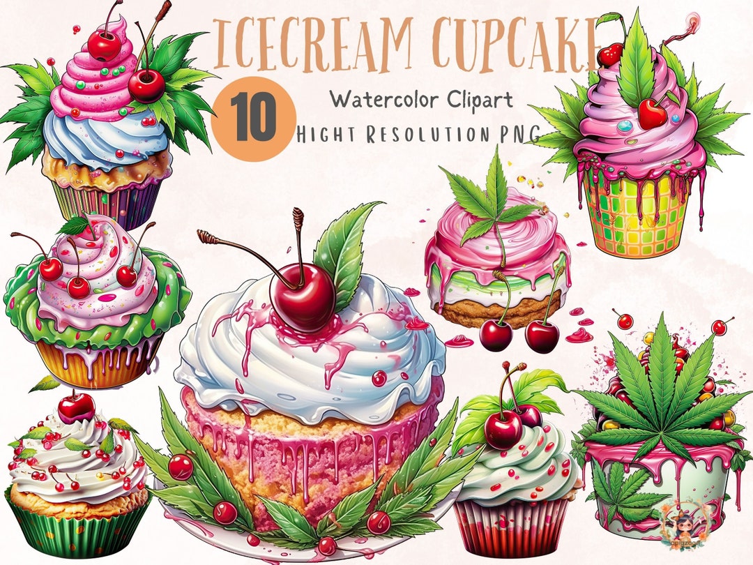 Icecream Cupcake Watercolor Clipart | Baking Cupcake | Bakery Art ...